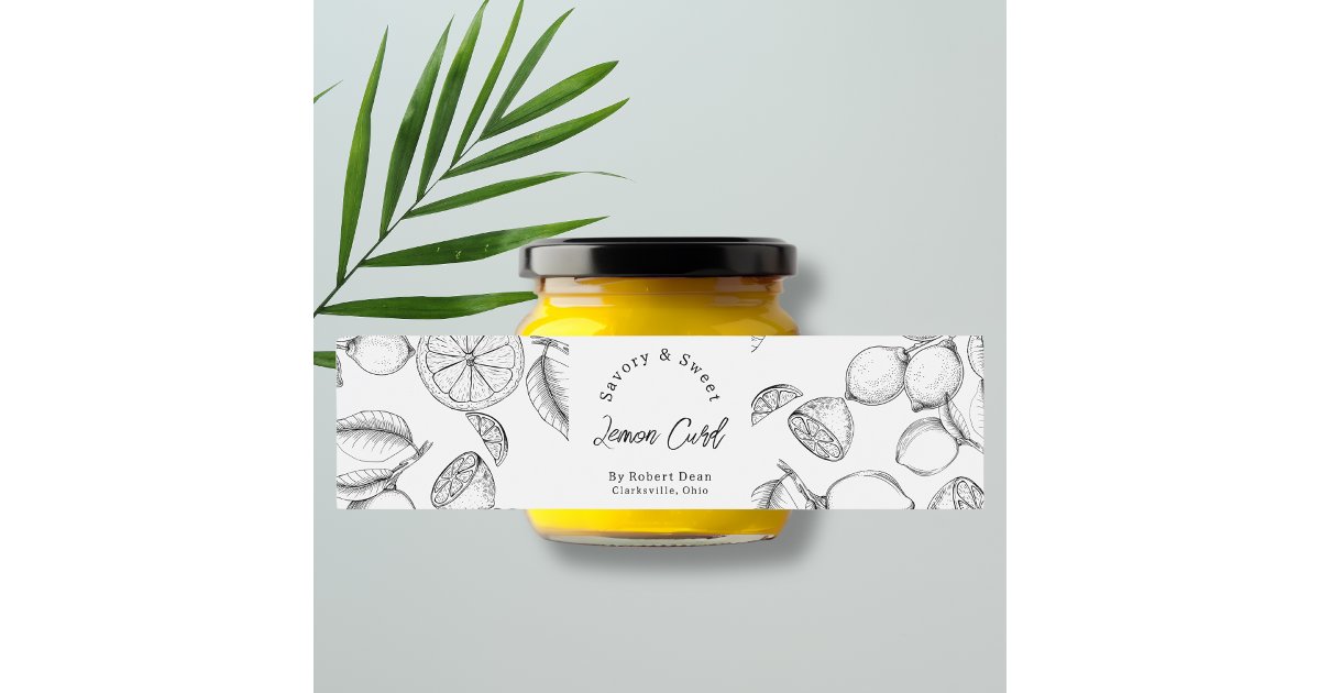 Sketch Homemade Lemon Curd Wrap-around Label | Zazzle