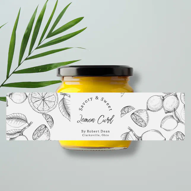 Sketch Homemade Lemon Curd Wrap-around Label | Zazzle