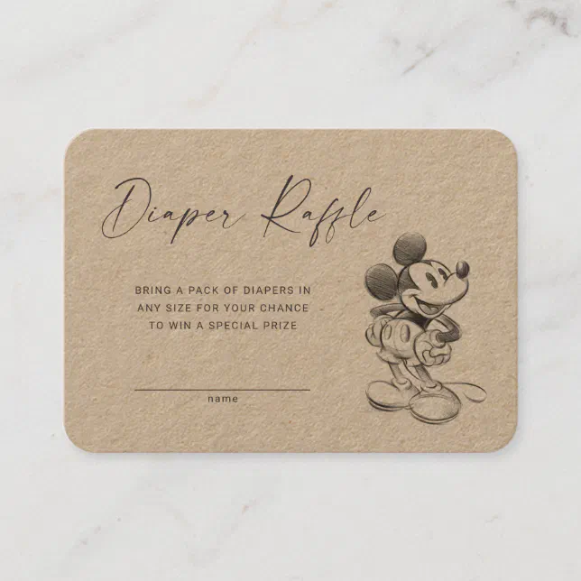Sketch Mickey Mouse | Diaper Raffle Insert Card | Zazzle