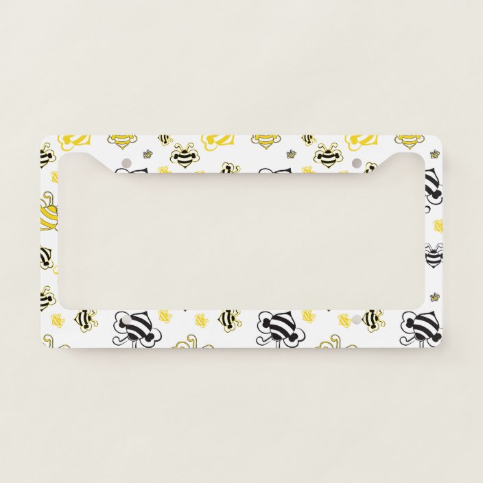 sketch of bees pattern background license plate frame | Zazzle.com