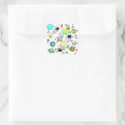 Sketch set cute collection child square sticker | Zazzle