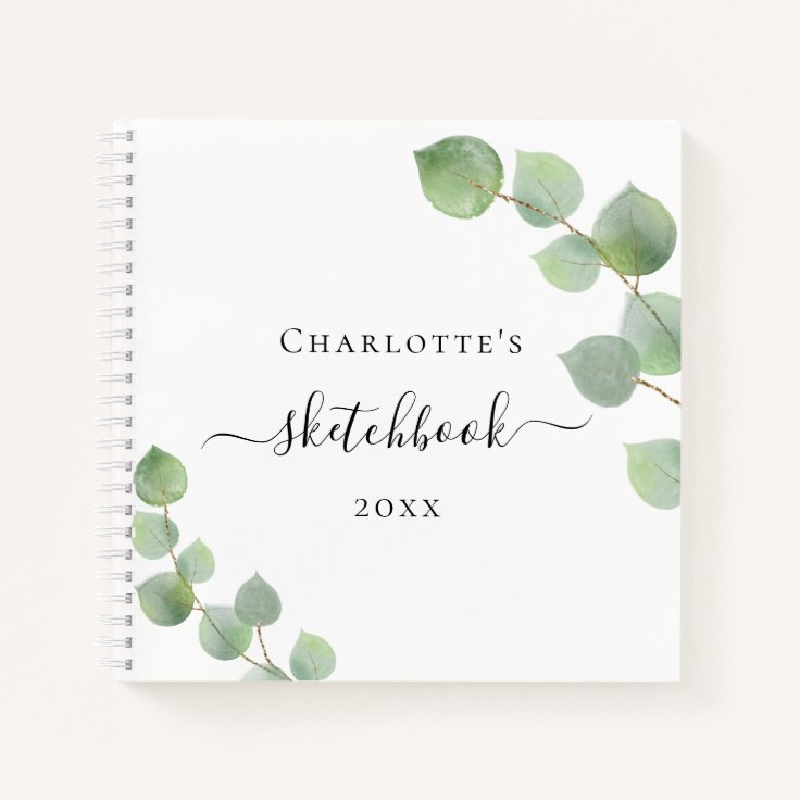 Sketchbook eucalyptus greenery script notebook | Zazzle