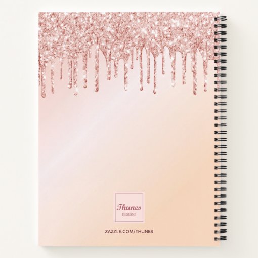 Sketchbook monogram rose gold pink glitter modern notebook | Zazzle