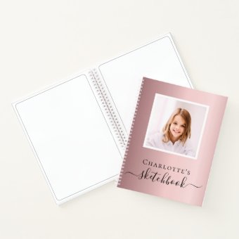 Sketchbook pink photo kids children typography notebook | Zazzle