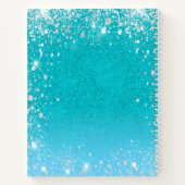 Sketchbook teal blue glitter aqua green name notebook | Zazzle