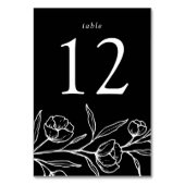 Sketched Black and White Floral Wedding Table Number | Zazzle