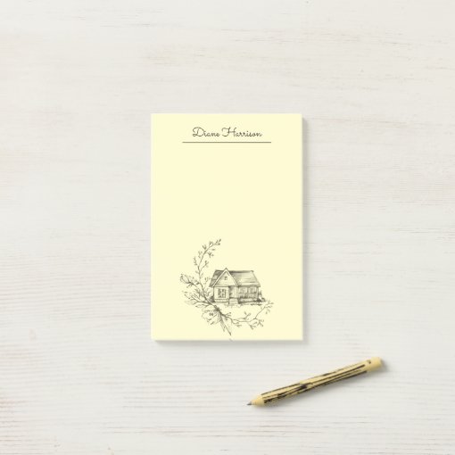 Sketched Cottage Post-it Notes | Zazzle