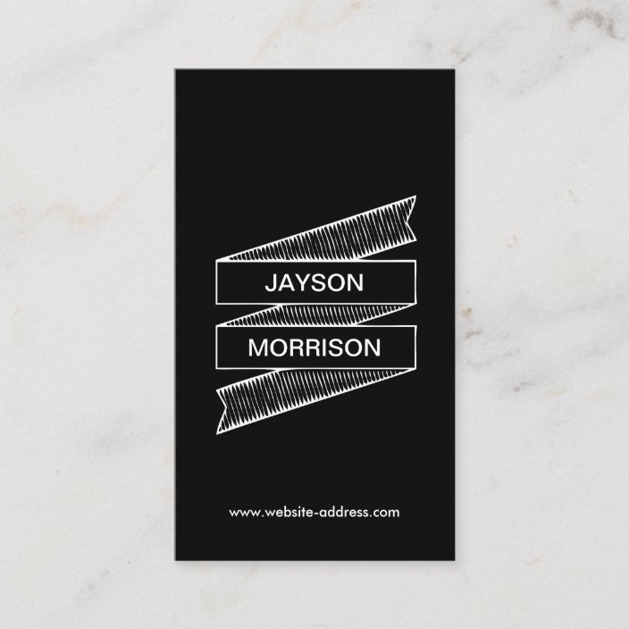 Sketched Doodle Drawing Ribbon Logo Business Card | Zazzle.com