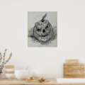 Sketched Evil Pumpkin Poster | Zazzle