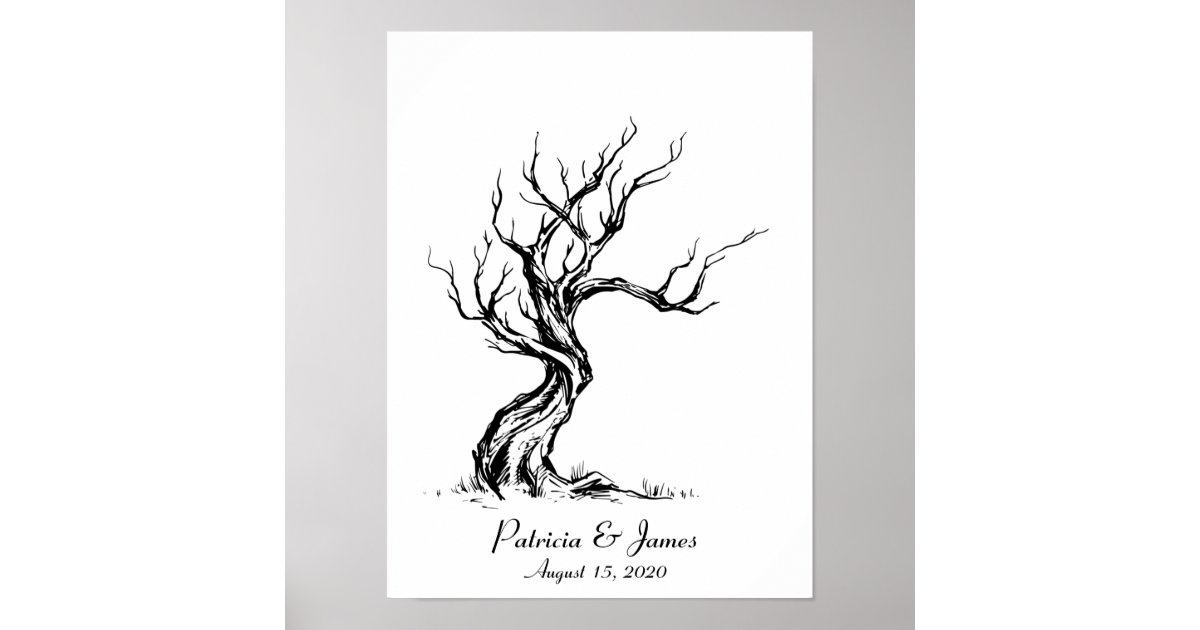 Sketched Fingerprint Tree Poster | Zazzle