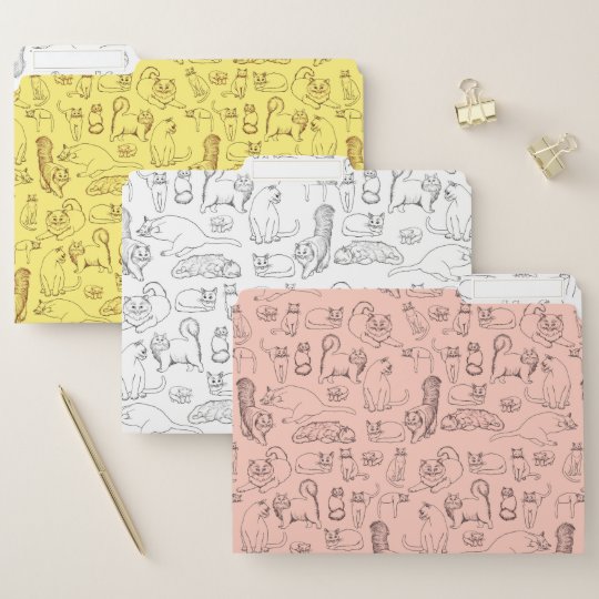 Sketches of Kitty Cats File Folders | Zazzle.com