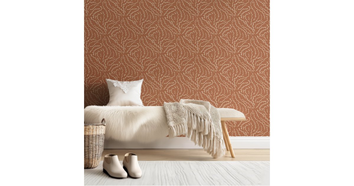 Sketchy Wavy Vines / spiced cider rust Wallpaper | Zazzle