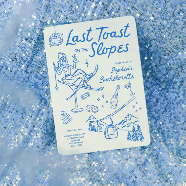 Ski Bachelorette Party Itinerary Last Toast Slopes Invitation | Zazzle