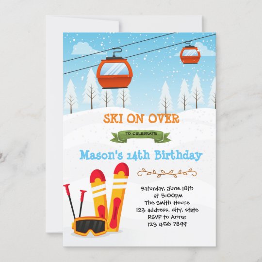 Ski birthday party invitation | Zazzle.com