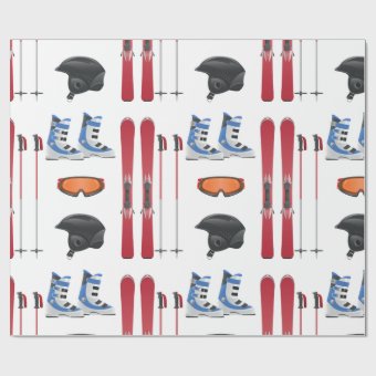Ski Equipment Glossy Wrapping Paper | Zazzle