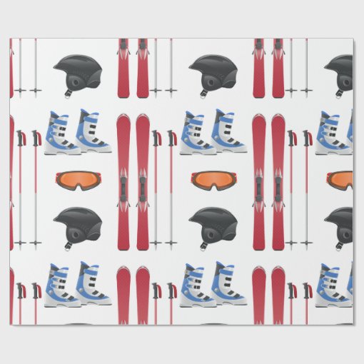 Ski Equipment Glossy Wrapping Paper | Zazzle