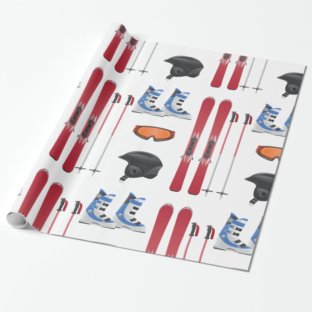 Ski Equipment Glossy Wrapping Paper | Zazzle