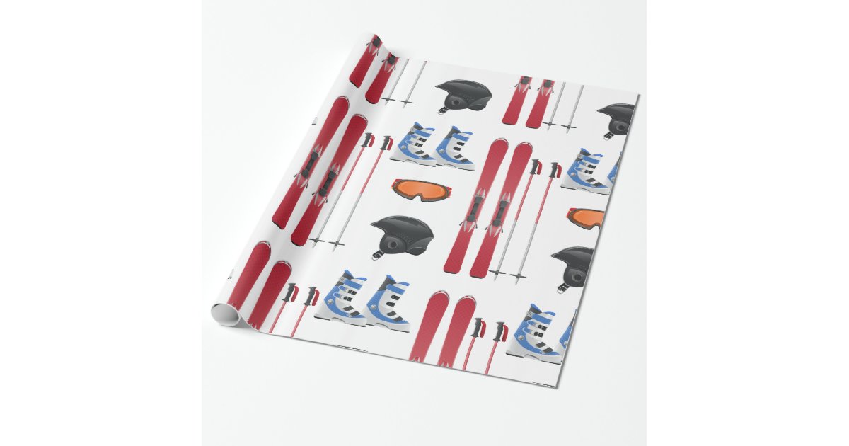 Ski Equipment Glossy Wrapping Paper | Zazzle