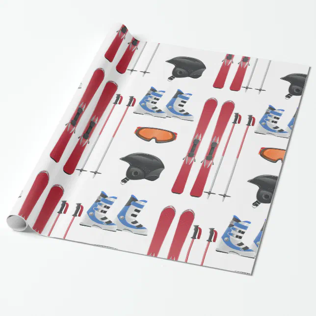 Ski Equipment Glossy Wrapping Paper | Zazzle