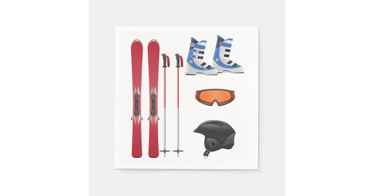 Ski Equipment Paper Napkins | Zazzle