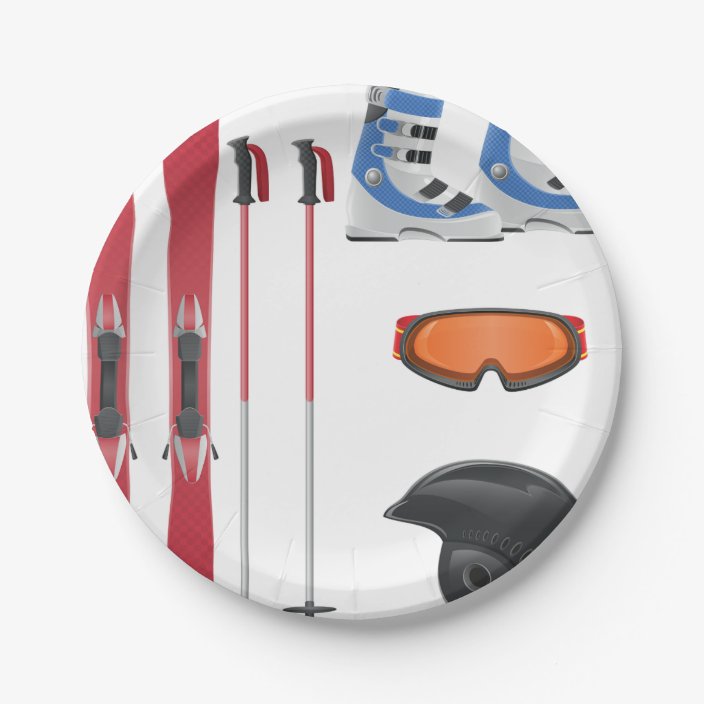 Ski Equipment Paper Plates | Zazzle.com