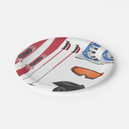 Ski Equipment Paper Plates | Zazzle