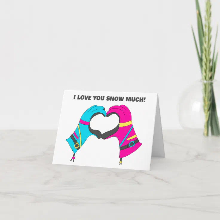 Ski Gloves Skiing Themed Valentine's Day Card | Zazzle