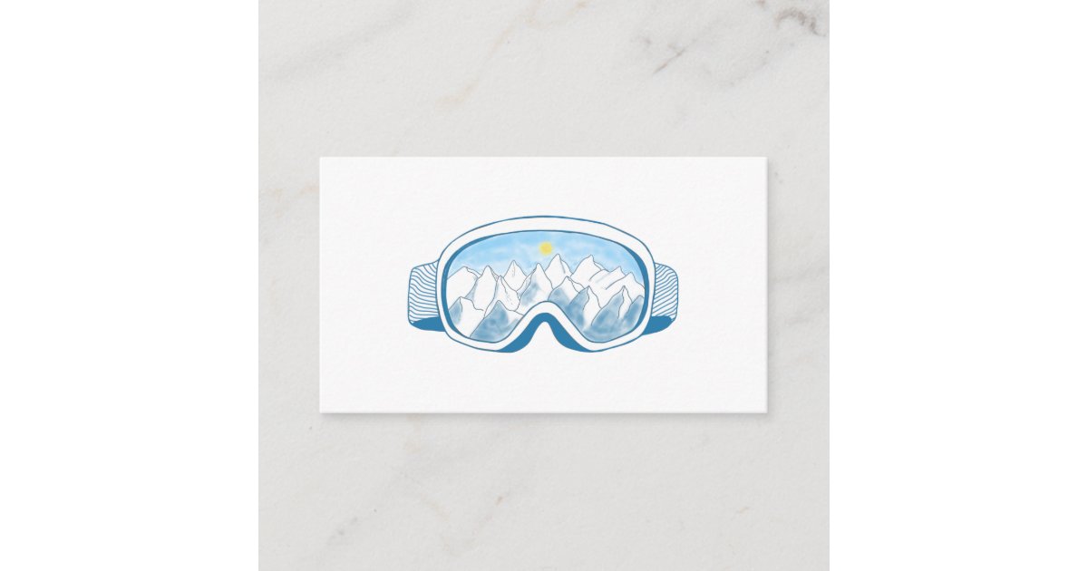 Ski Goggles With Reflection of Mountains Enclosure Card | Zazzle