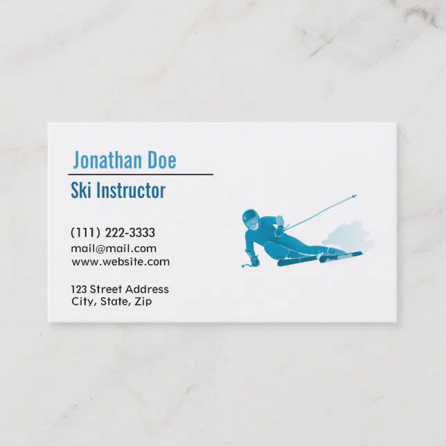 Ski Instructor Business Card | Zazzle