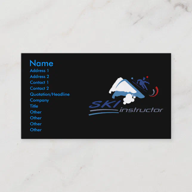 Ski Instructor Business Cards | Zazzle