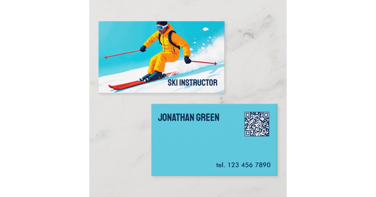 Ski Instructor QR Business Card | Zazzle