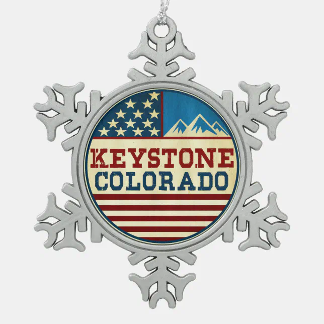 Ski Keystone Colorado Skiing Snowflake Pewter Christmas Ornament | Zazzle