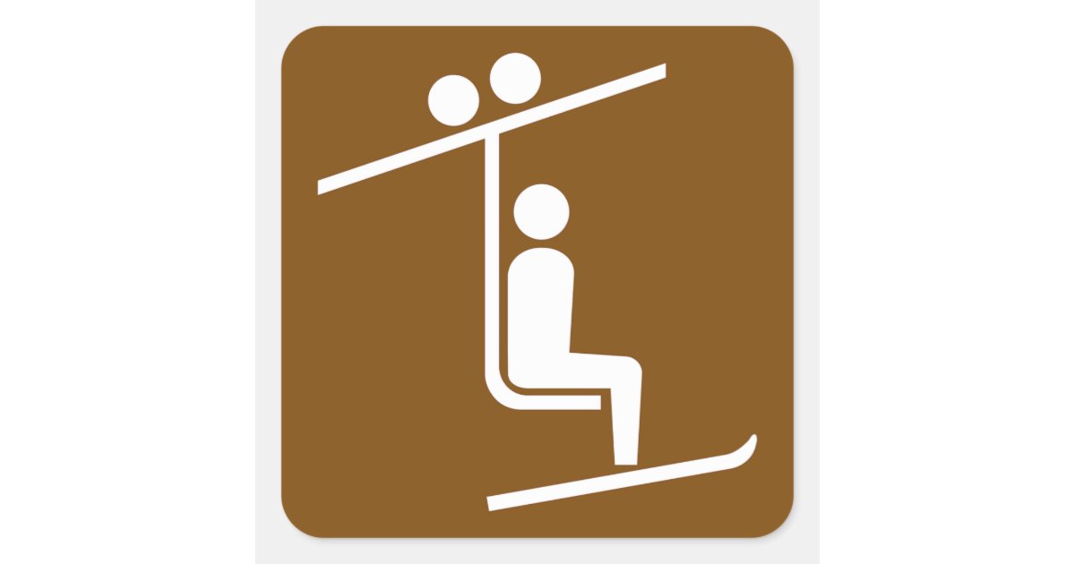 Ski Lift Symbol Rustic Winter Sports Icon Square Sticker | Zazzle