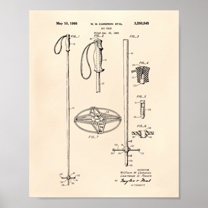 Ski Pole 1966 Patent Art Old Peper Poster | Zazzle.com