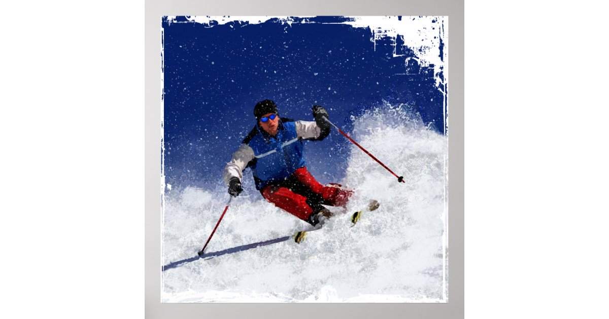 Ski Racing Down the Mountain Poster | Zazzle