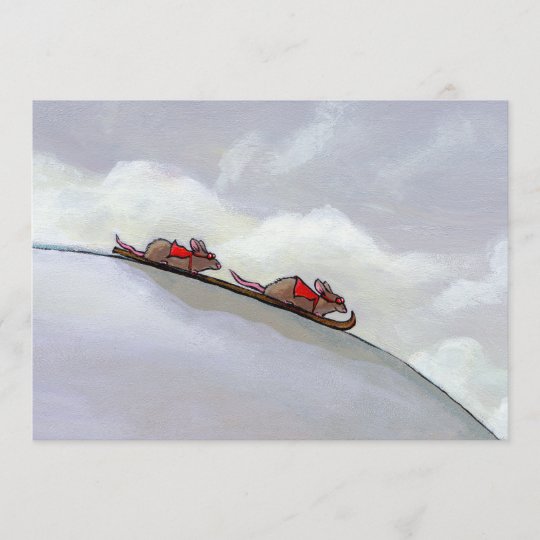 Ski racing rats fun uique art skiing rat painting | Zazzle.com