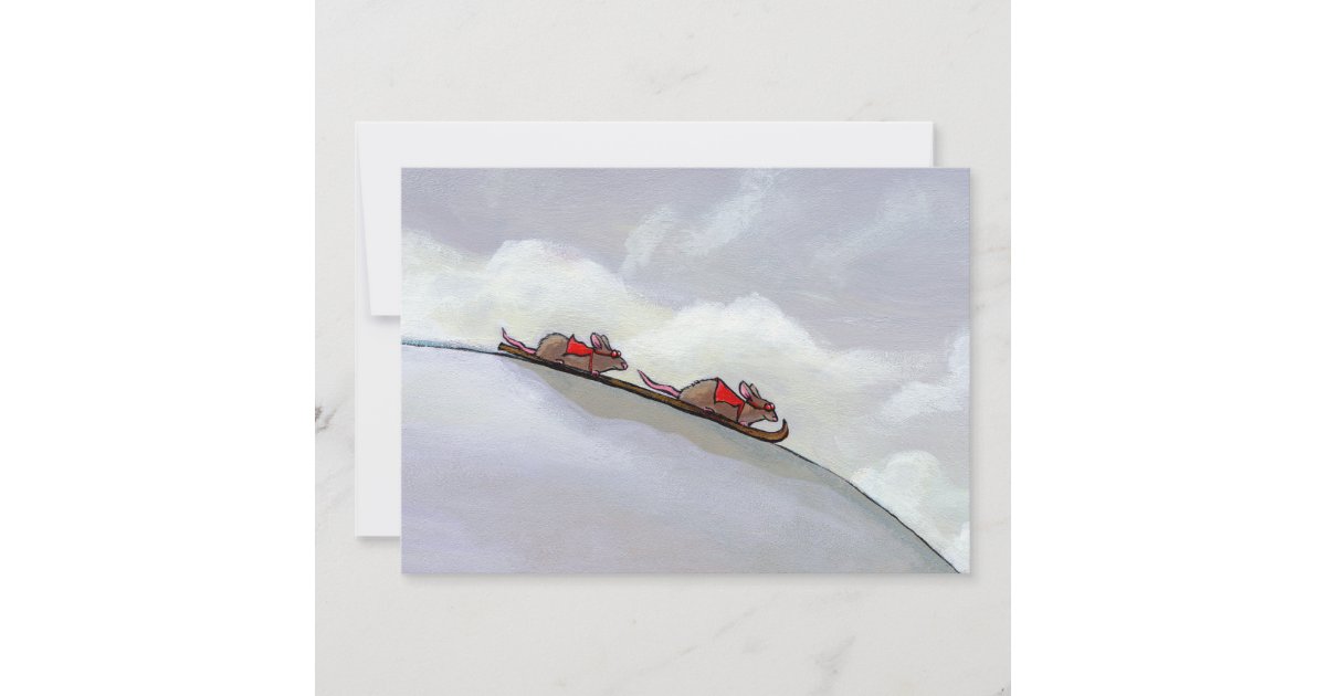 Ski racing rats fun uique art skiing rat painting | Zazzle