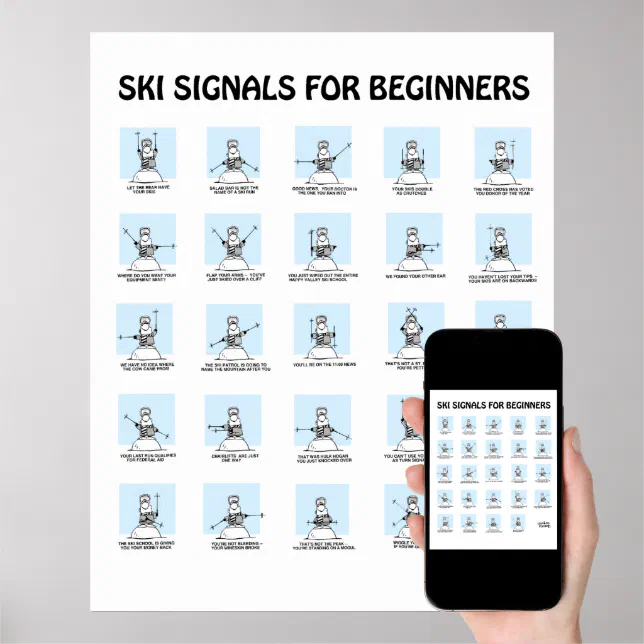 Ski Signals for Beginners Poster by Graham Harrop | Zazzle