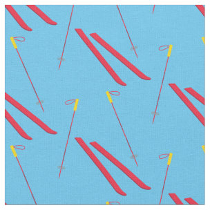 Ski Skiing Winter Sports Fabric | Zazzle