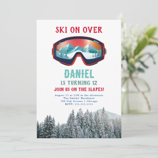 Ski Snowboard Birthday Invitation | Zazzle
