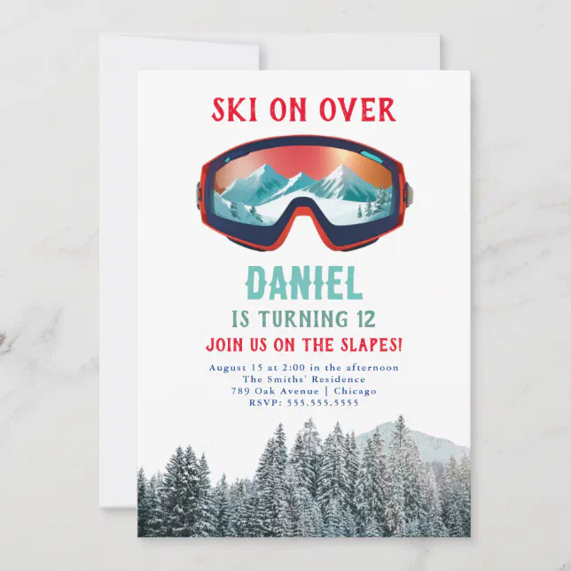 Ski Snowboard Birthday Invitation | Zazzle