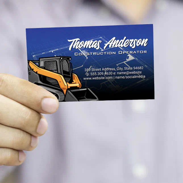 Skid Steer | Construction | Blueprints Business Card | Zazzle