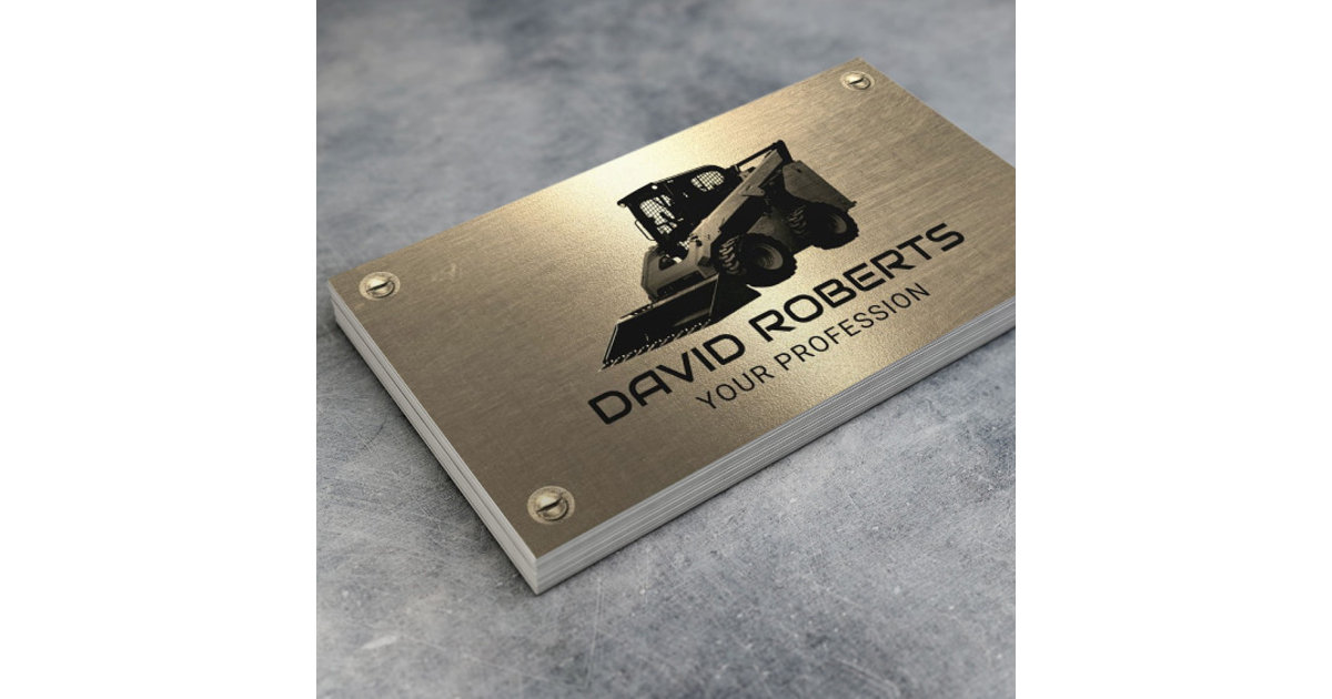Skid Steer Construction Equipment Operator Gold Business Card | Zazzle