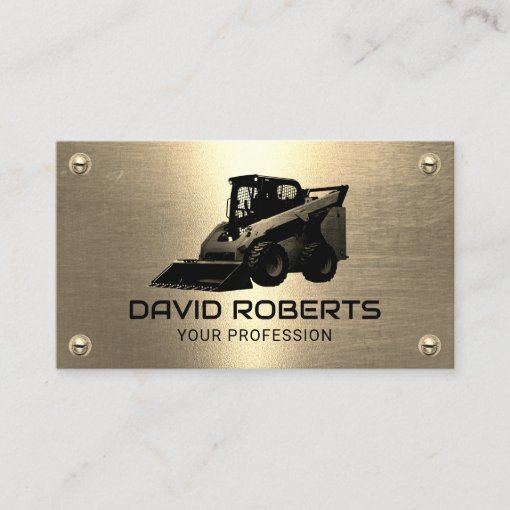 Skid Steer Construction Equipment Operator Gold Business Card | Zazzle