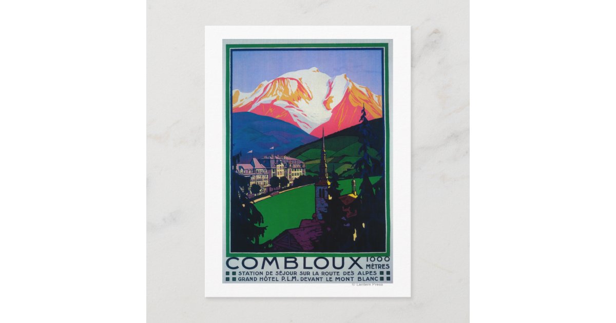 Skiing at Combloux Promotional Poster Postcard | Zazzle