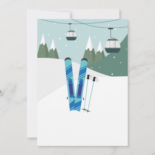 Skiing Birthday Party Slopes Ski Snowboard Snow Invitation | Zazzle