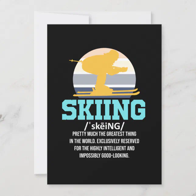 Skiing Definition Ski Skier Snowboard Winter Thank You Card | Zazzle