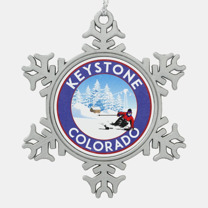 Skiing Keystone Colorado Mountains Ski Snowflake Pewter Christmas ...