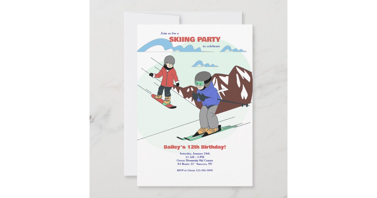 Skiing Party Invitation | Zazzle