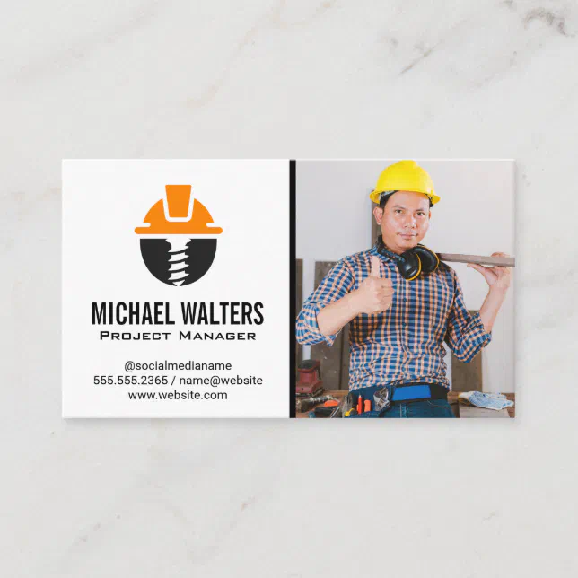 Skilled Worker | Construction Logo Business Card | Zazzle
